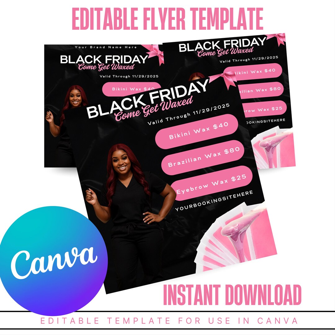 Black Friday Waxing Flyer Template: Esthetician Spa Promo (digital ...