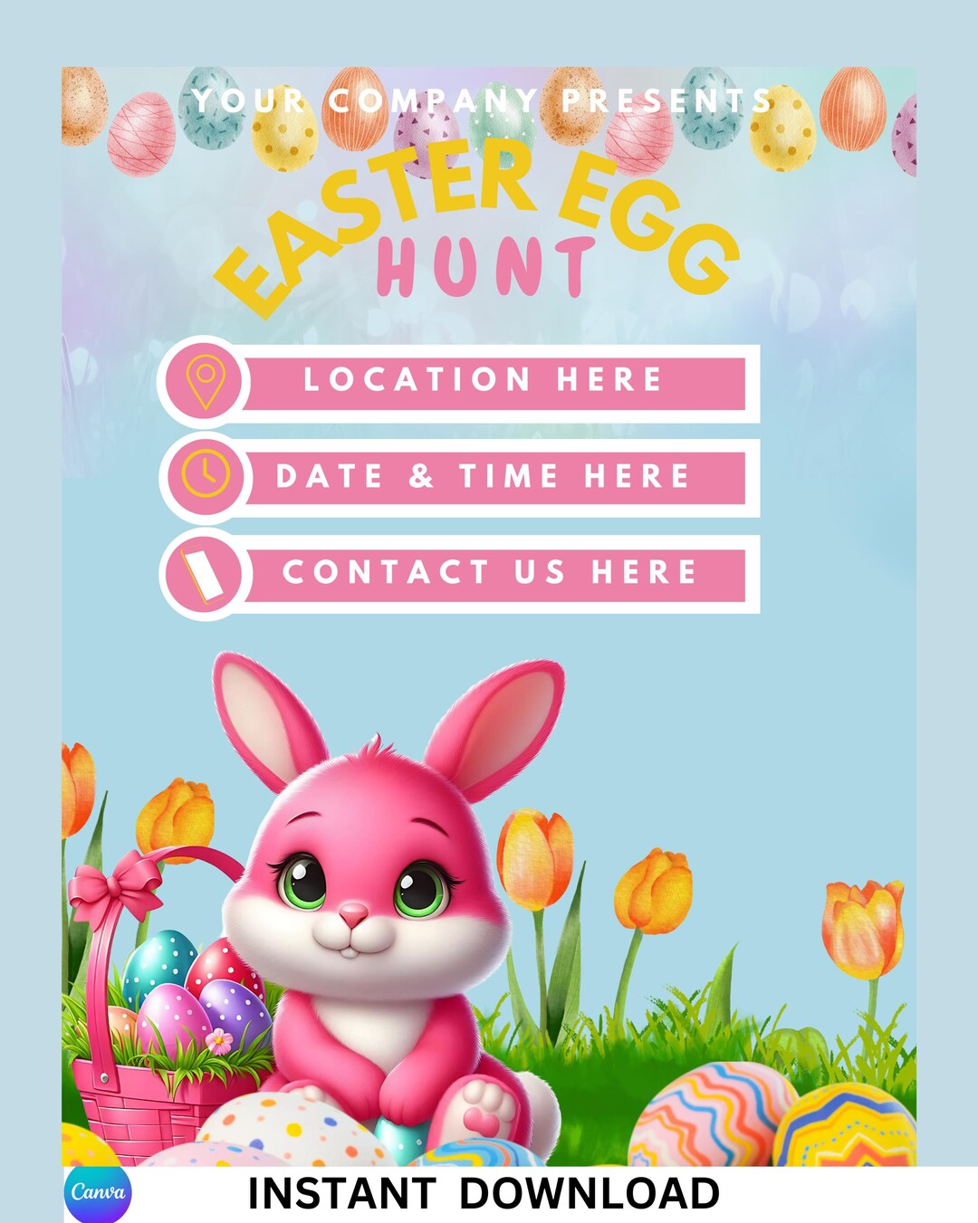 Editable Easter Egg Hunt Flyer Template, Printable Easter Egg Hunt ...