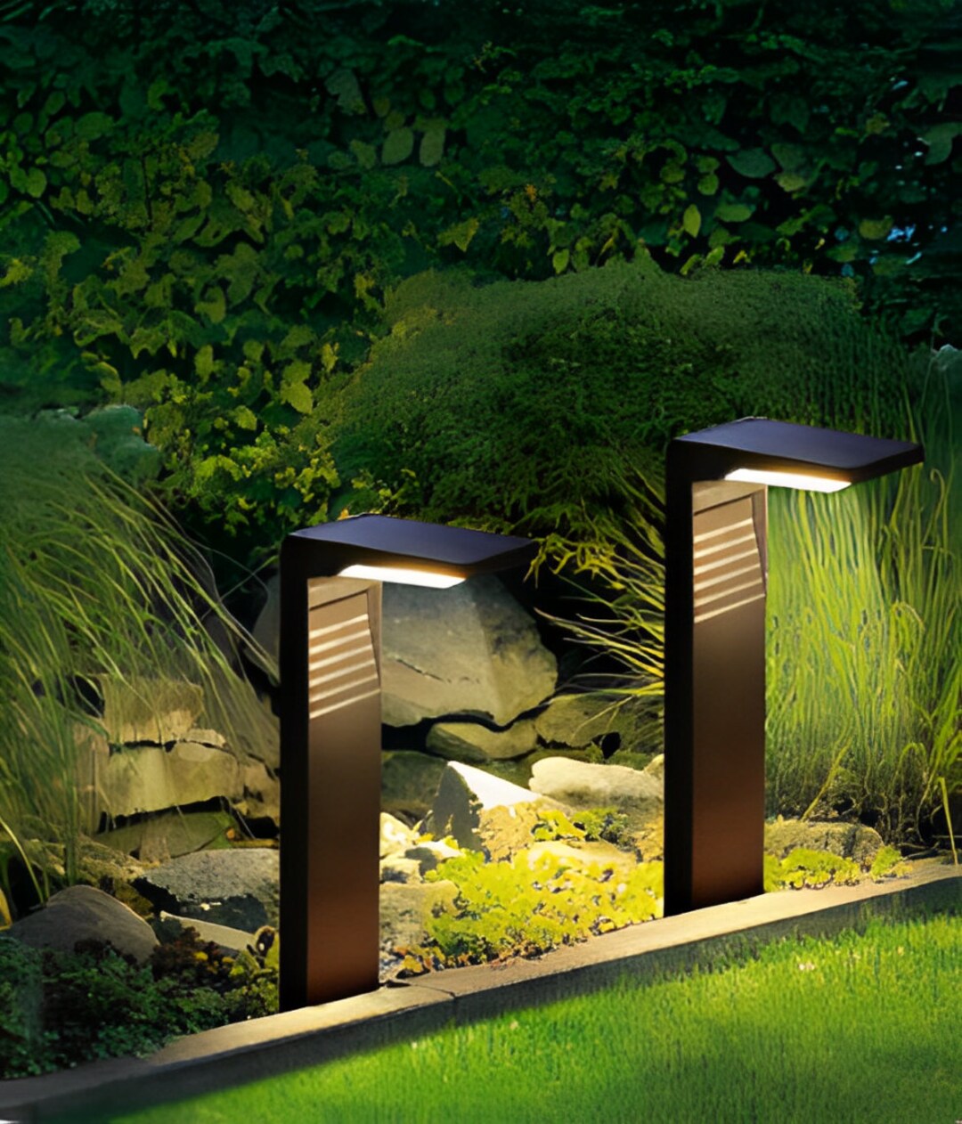 10 Pack Solar Pathway Lights Outdoor LED, Modern Landscape Lighting - Etsy