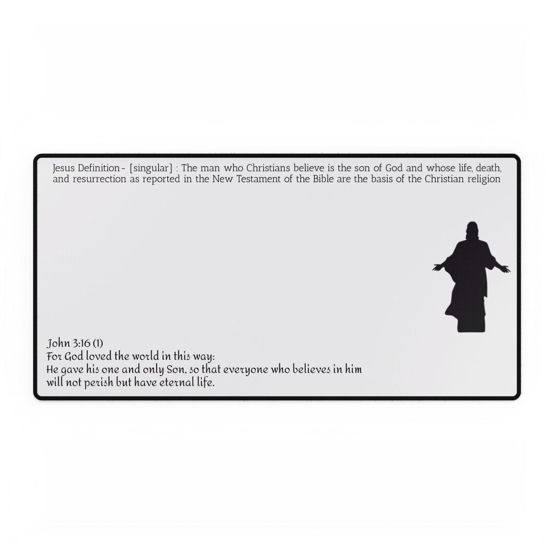 Religious Jesus Desk Mat, Christian Bible Verse John 3:16 White Mat ...