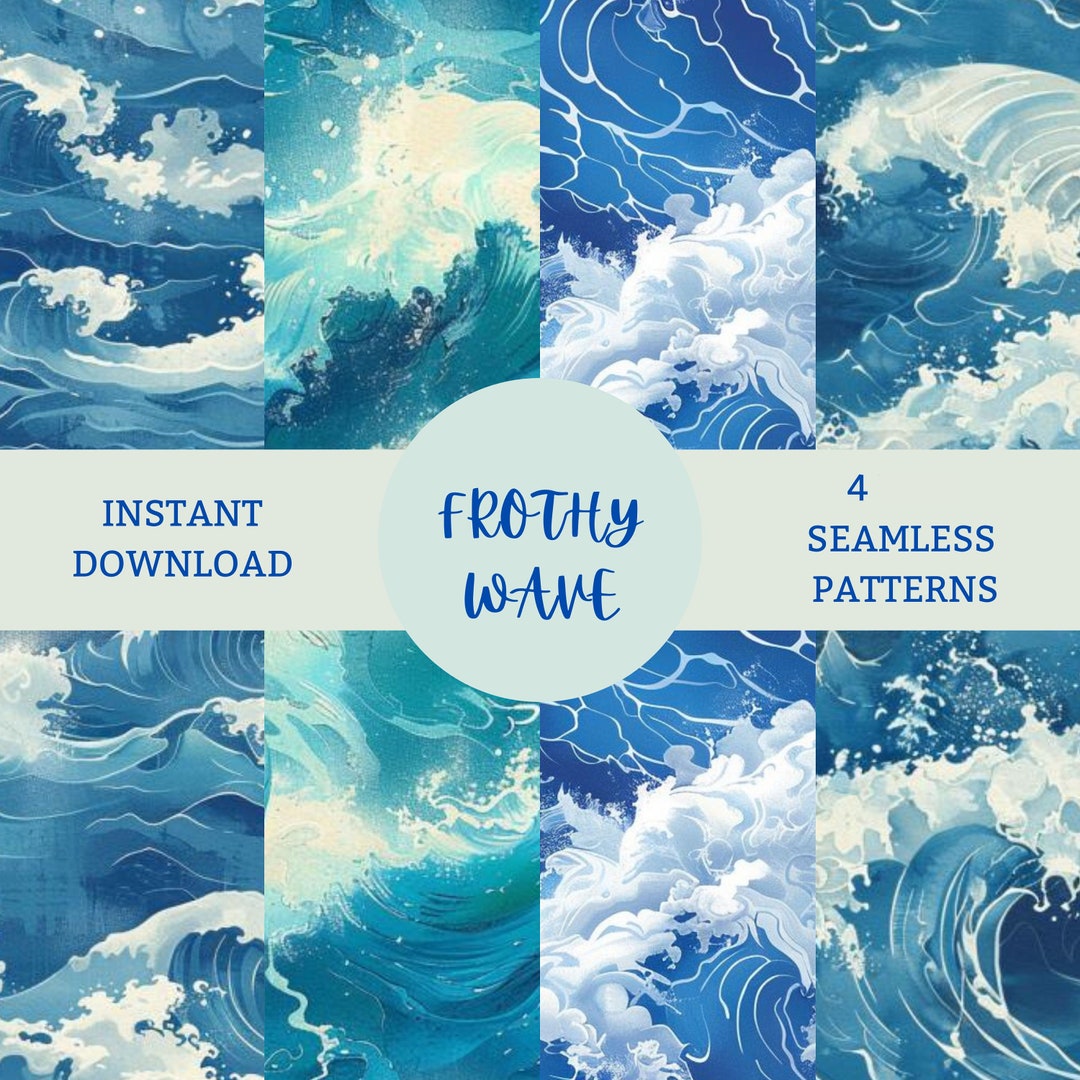 Frothy Wave - Digital Paper - Ocean Backgrounds - 4 Designs - 12x12in ...