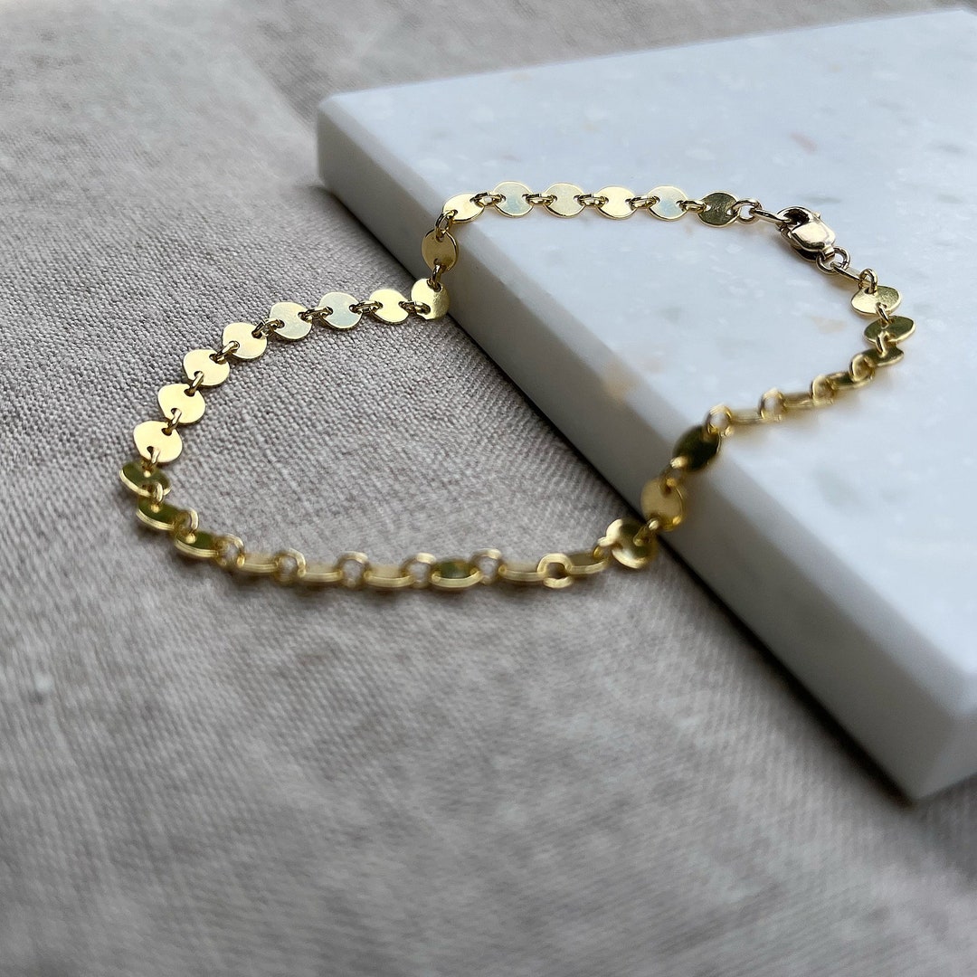 Coin Chain Bracelet Dot Bracelet in Sterling Silver or 14k Gold Fill ...