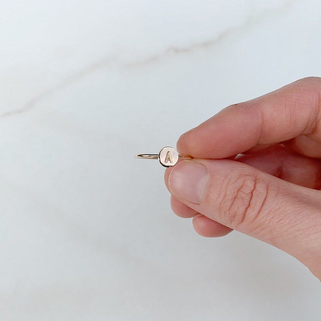 Hand Stamped Letter Ring in Sterling Silver or 14K Gold Fill, Initial ...