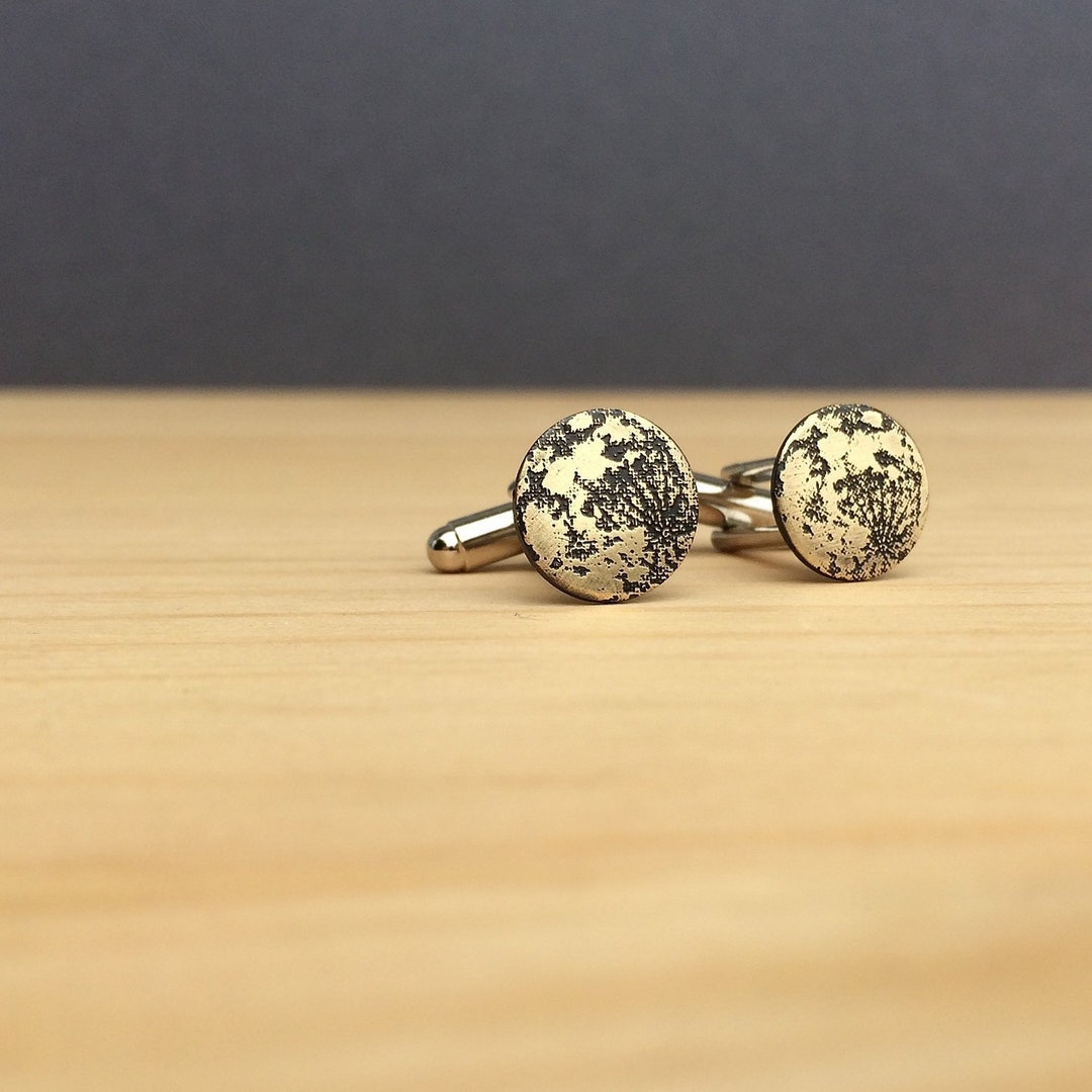 Full Moon Cufflinks, Gift for Him, Brass and Silver Cufflinks - Etsy