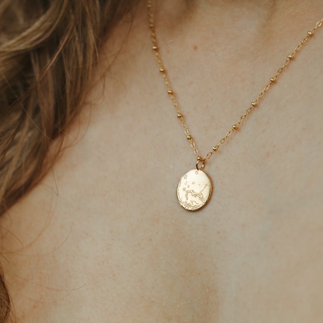 Mars Necklace in Sterling Silver or Gold Vermeil, Silver or Gold Mars ...
