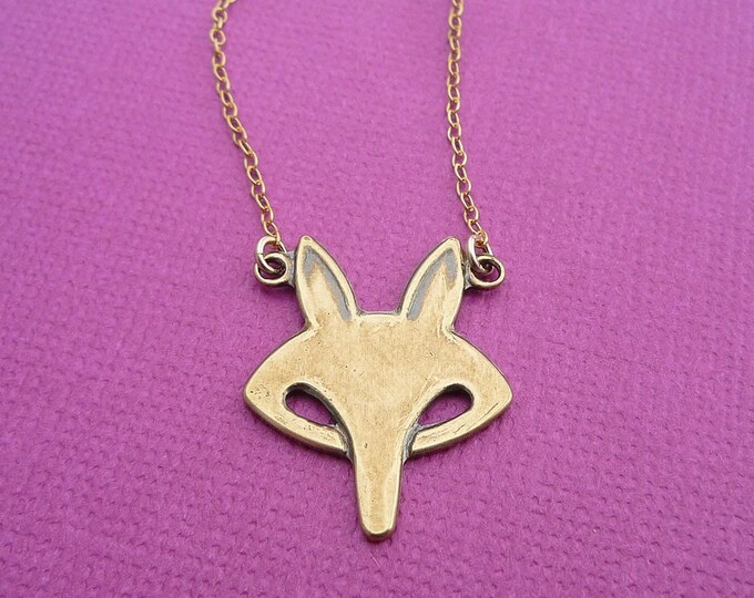 Golden Fox Face Necklace - Etsy