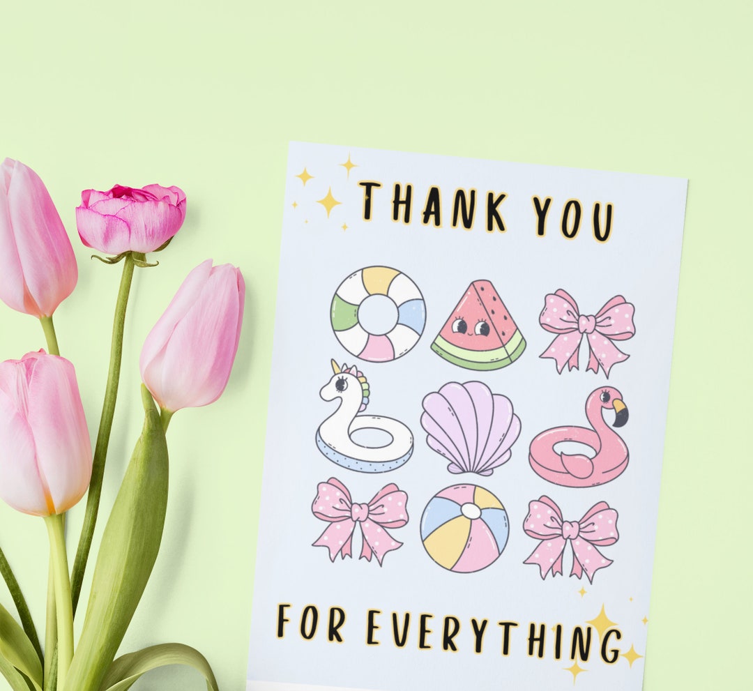 Groovy Summer Thank You Card Printable Floral Boho Print at Home Thank ...