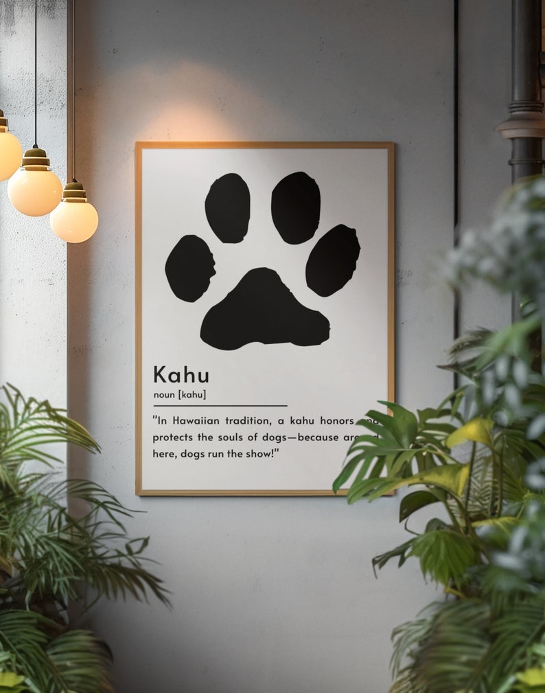 Paw Kahu Dog Art Print, Boho Hawaii Quote, Digital Trend Cute Funny ...