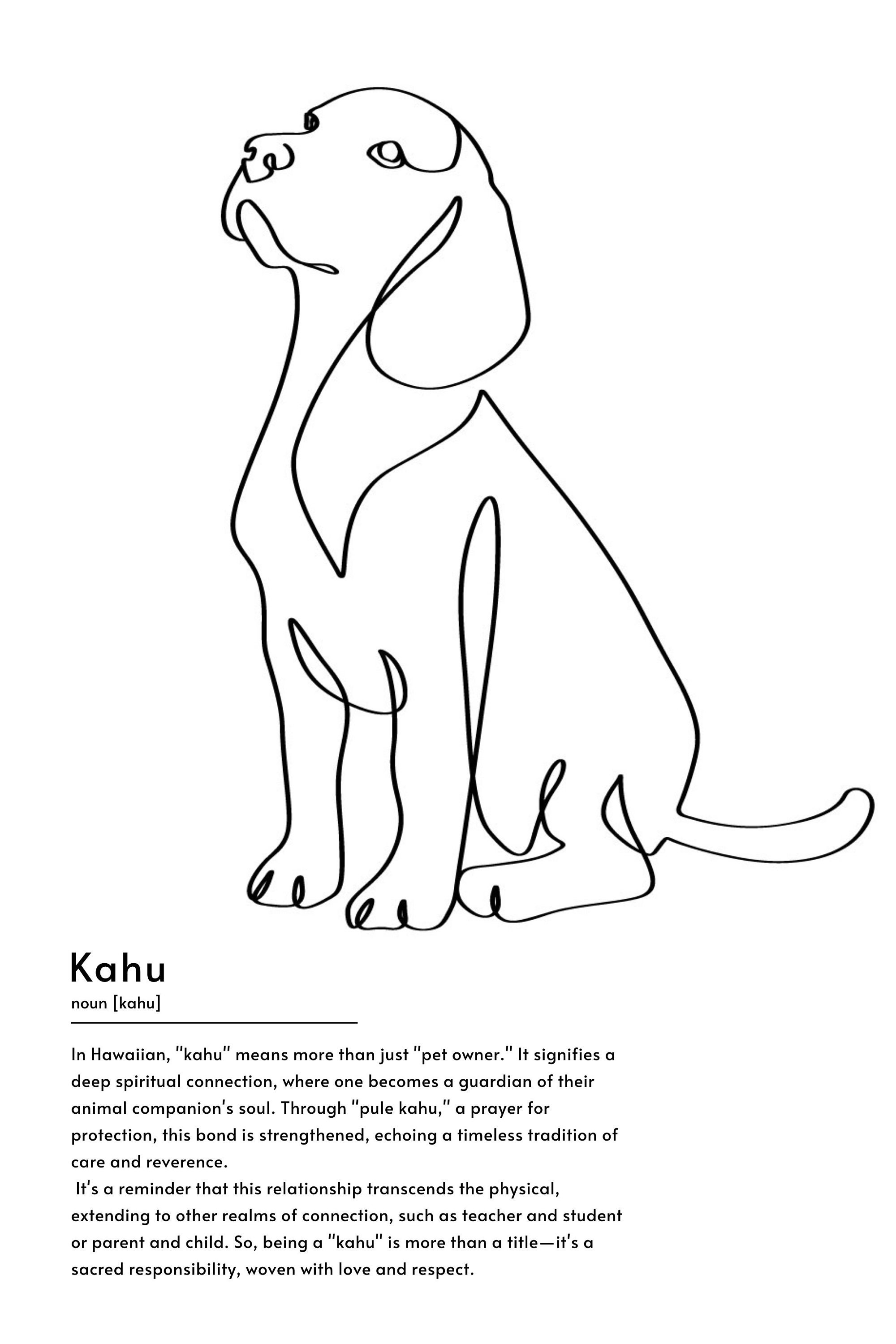 Kahu Dog Art Print Boho Hawaii Quote, Digital Puppy Black Wall Hanging ...