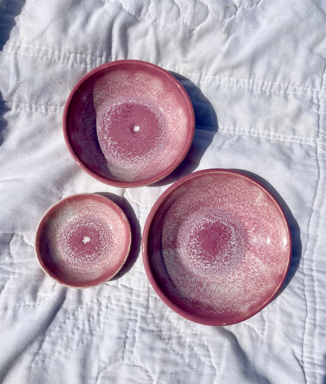 3 Piece Pink Bowl/dish Set - Etsy