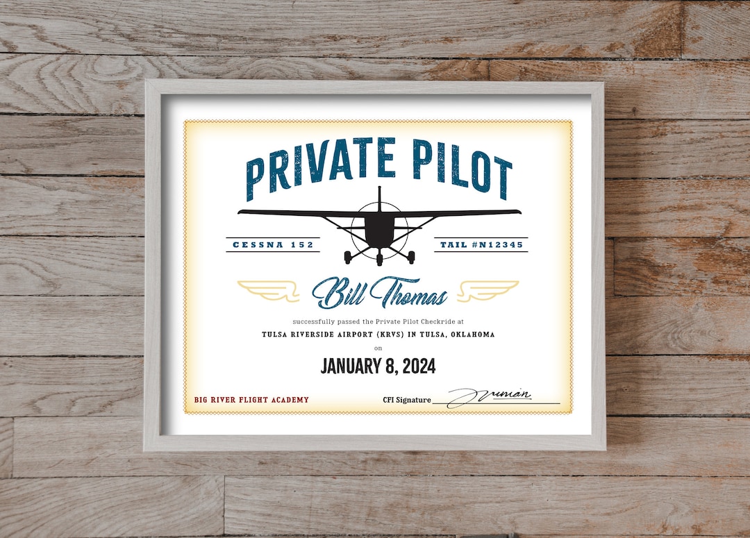 Private Pilot Gift PPL Customized Certificate Downloadable PDF - Etsy UK