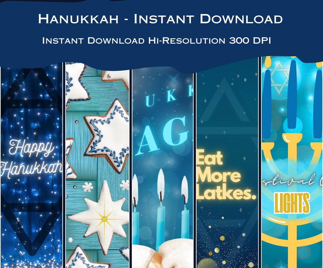 Happy Hanukkah Digital Paper - Hanukiah - Sufganyot - Craft Paper ...