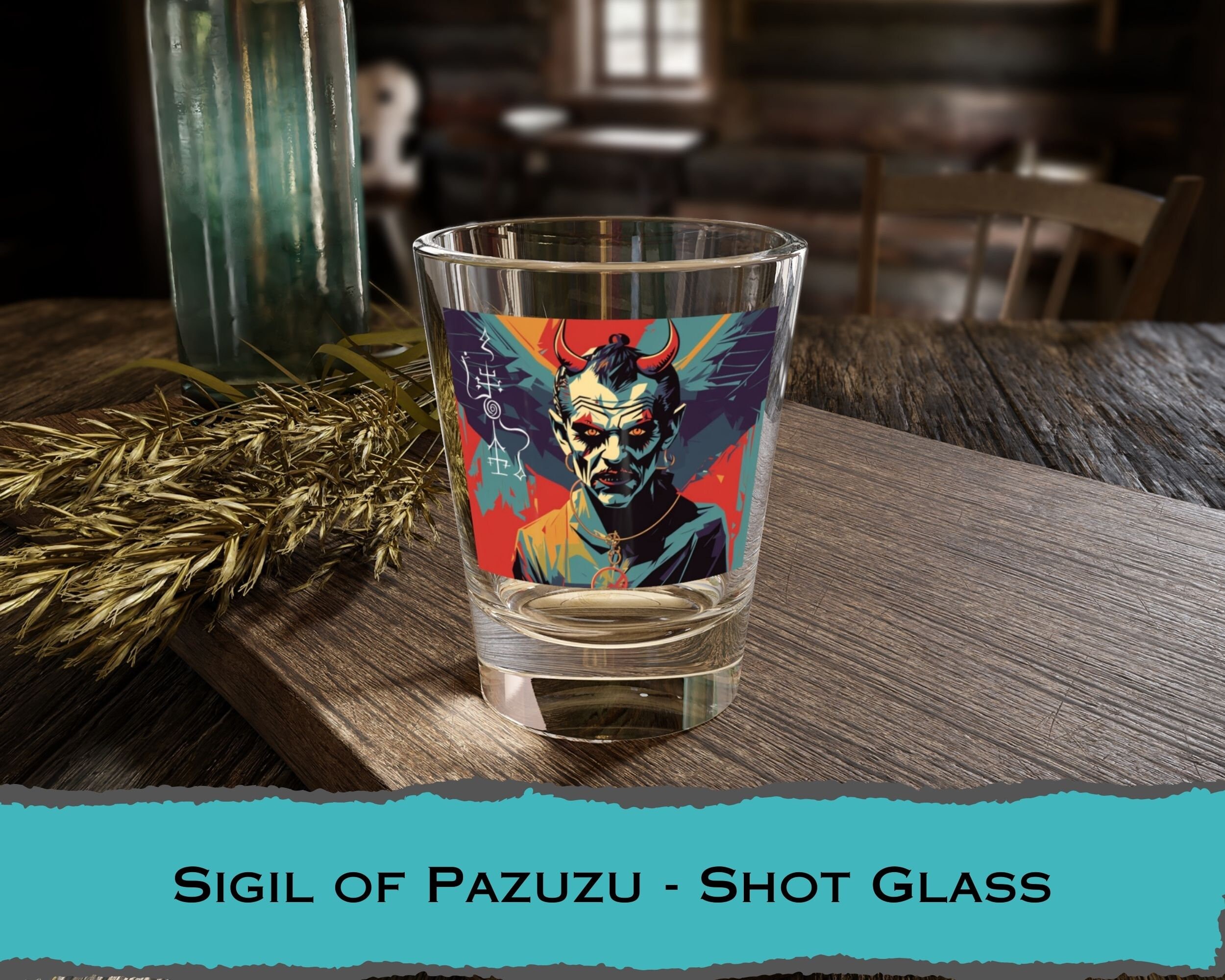 The Sigil Of Pazuzu Demonology Protection Talisiman Mesopotamian Mythology Shot Glass Etsy