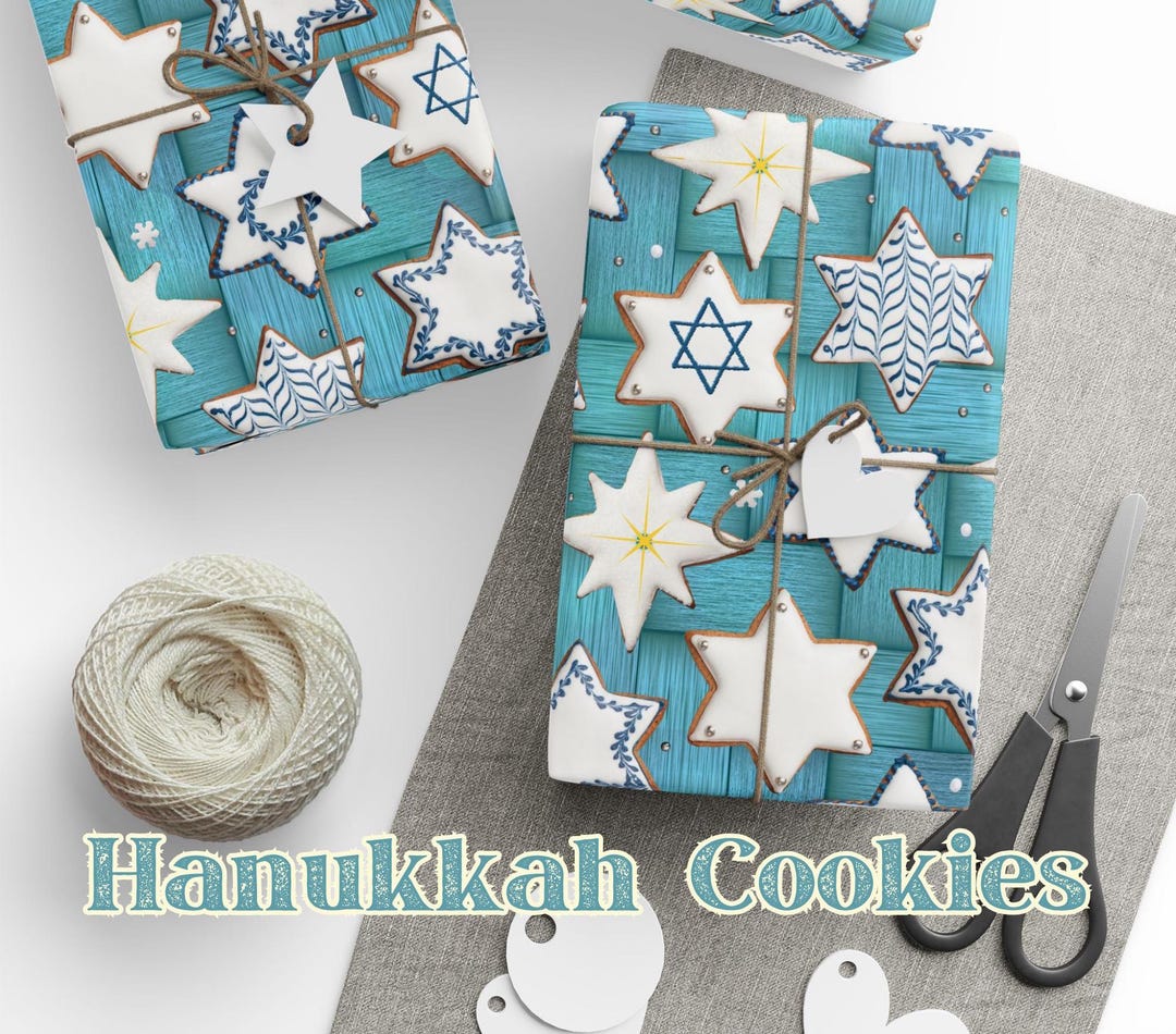 Hanukkah Cookies Gift Wrap - FREE SHIPPING - Hanukkah Holiday ...