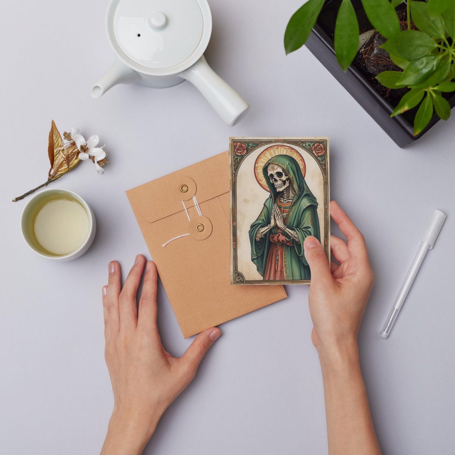 Santa Muerte Art: Medieval Trading Card Style (digital Download) - Etsy