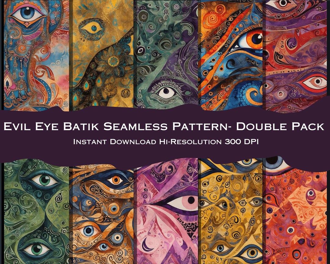 Evil Eye Batik Mystical Papers-seamless Patterns-digital Download-evil ...