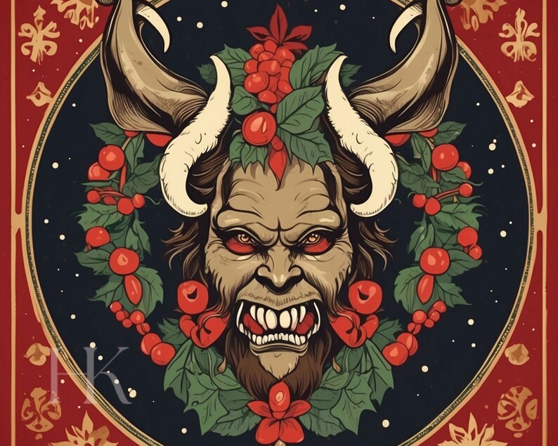 Whimsical Krampus Portrait – Dark Christmas Folklore (digital Download ...
