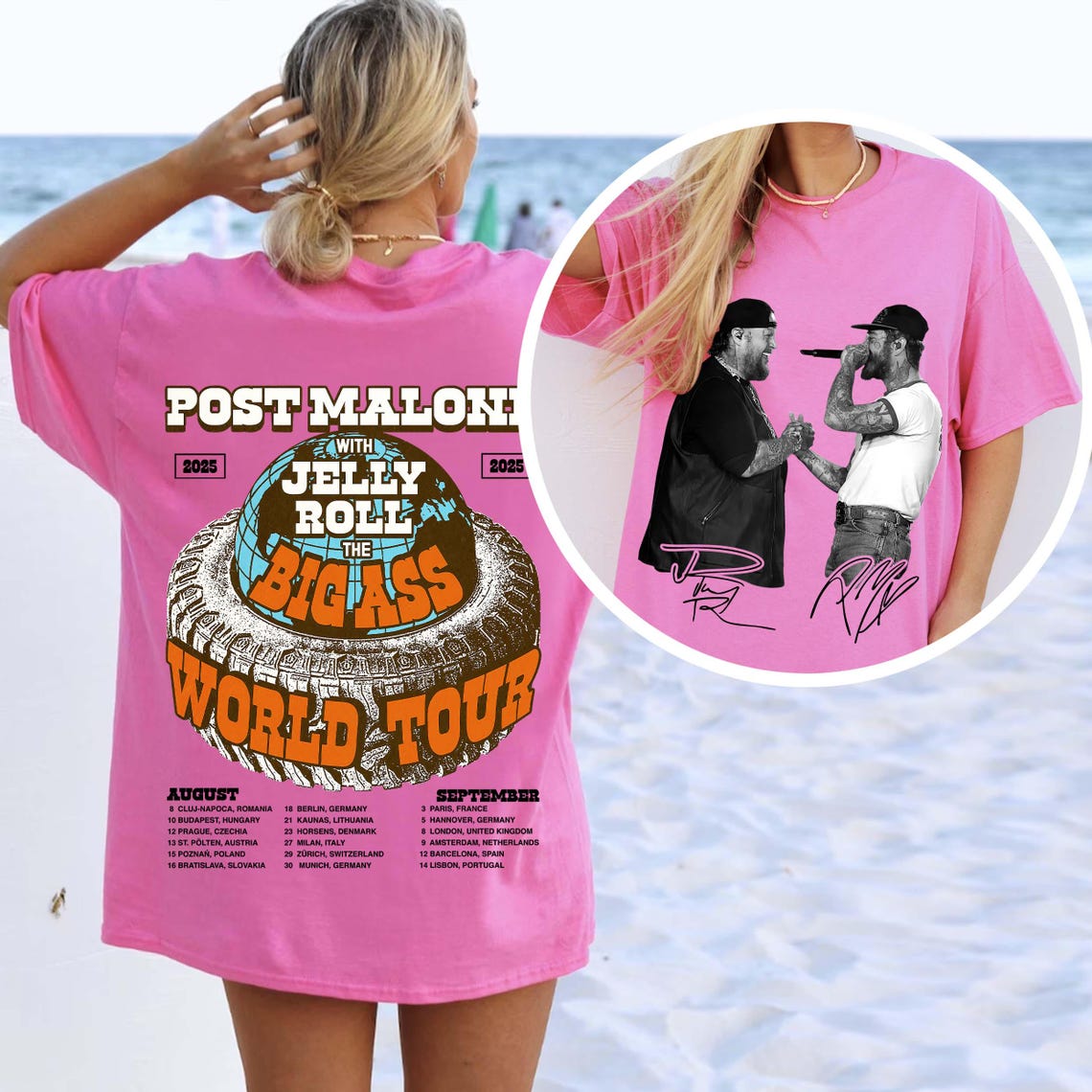 Comfort Colors® Post Malone & Jelly Roll Vintage Tour Shirt, Concert ...