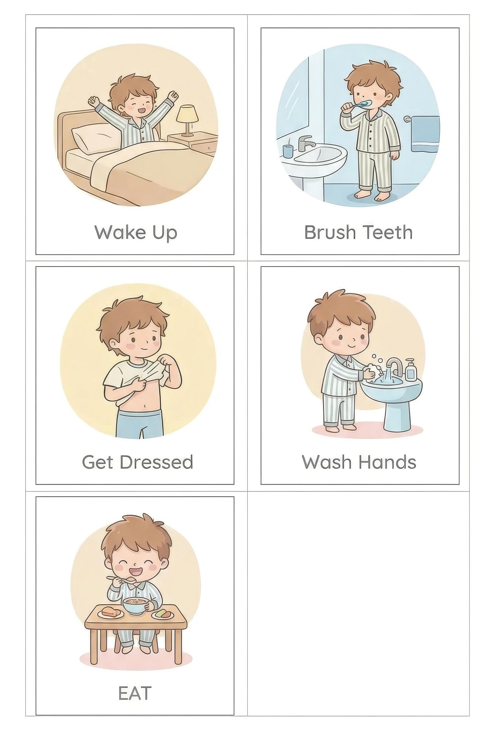 Morning Routine Flashcards for Kids | Printable Daily Routine | Autism ...