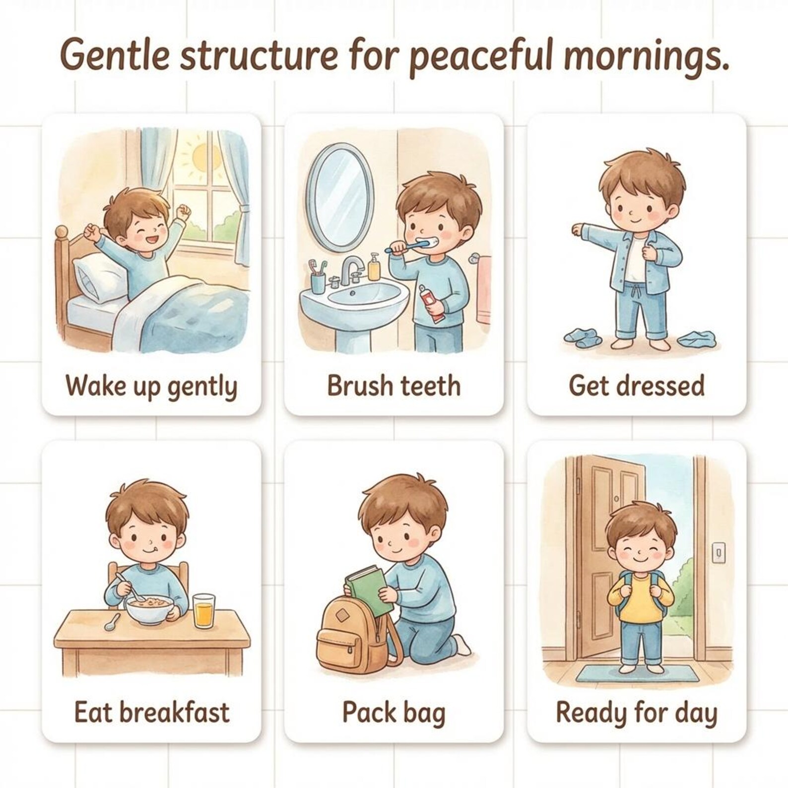 Morning Routine Flashcards for Kids | Printable Daily Routine | Autism ...