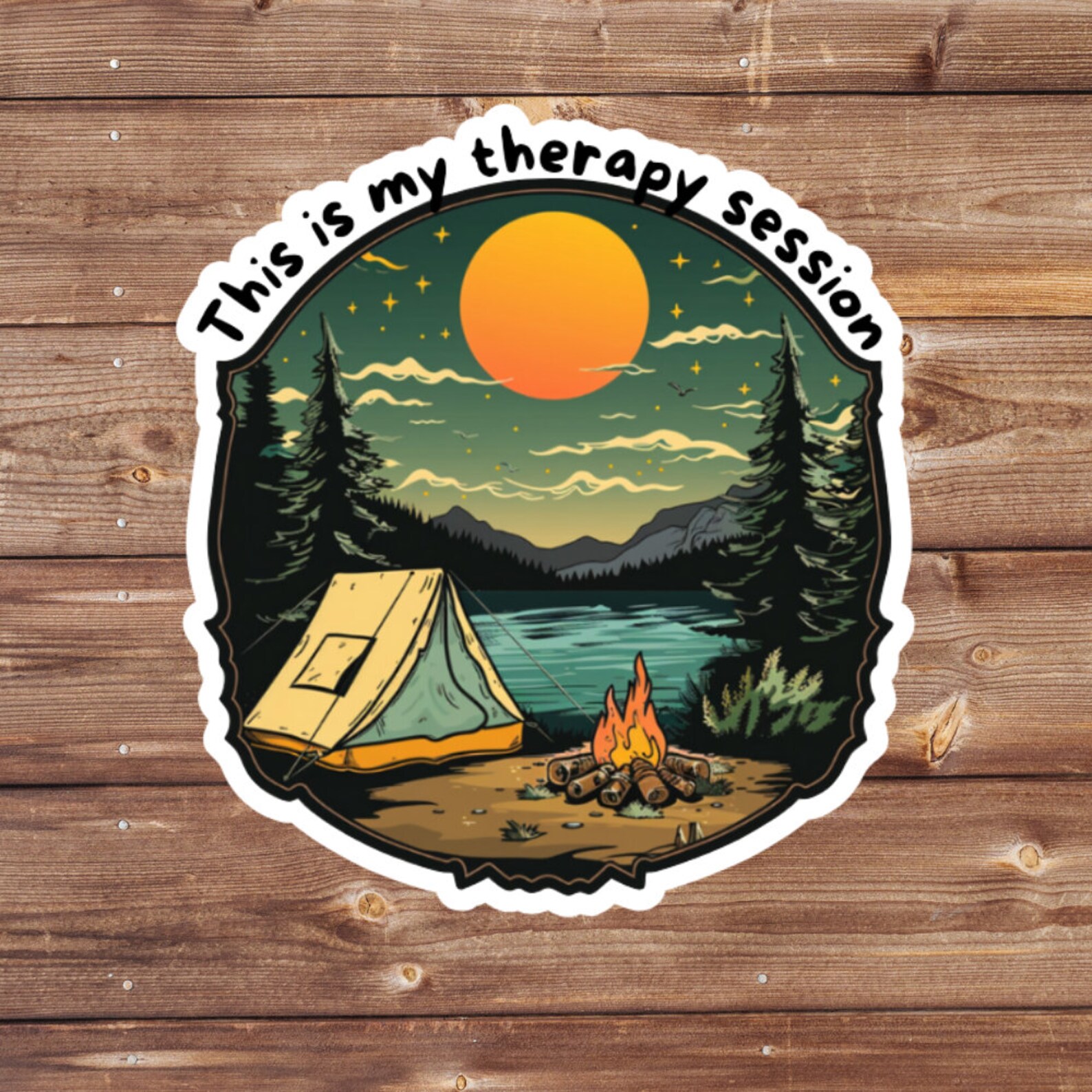 Camping Under the Stars This is My Therapy Session Sticker, Outdoors ...