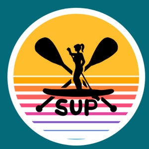 Stand up Paddle Board Girl Sticker, SUP Sticker, Laptop Sticker, Water Bottle Sticker, Notebook ...