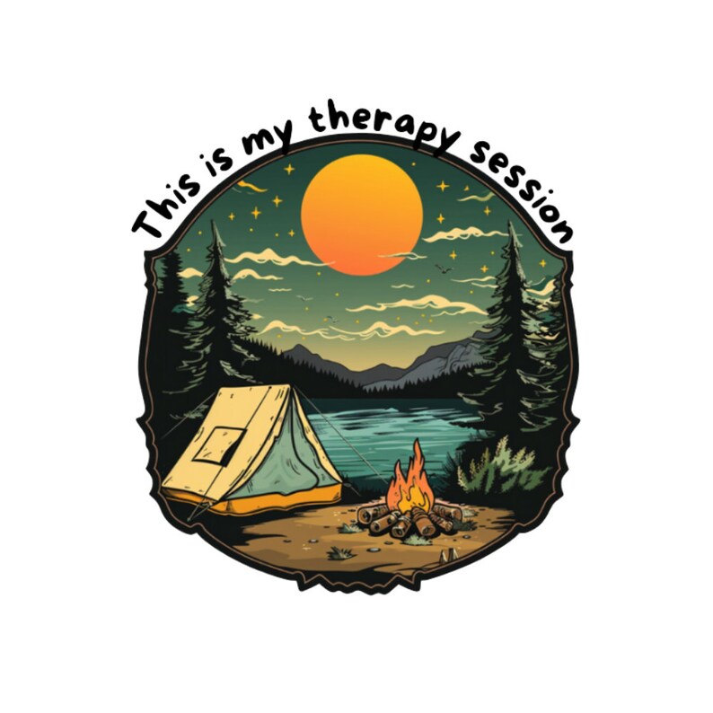 Camping Under the Stars This is My Therapy Session Sticker, Outdoors ...