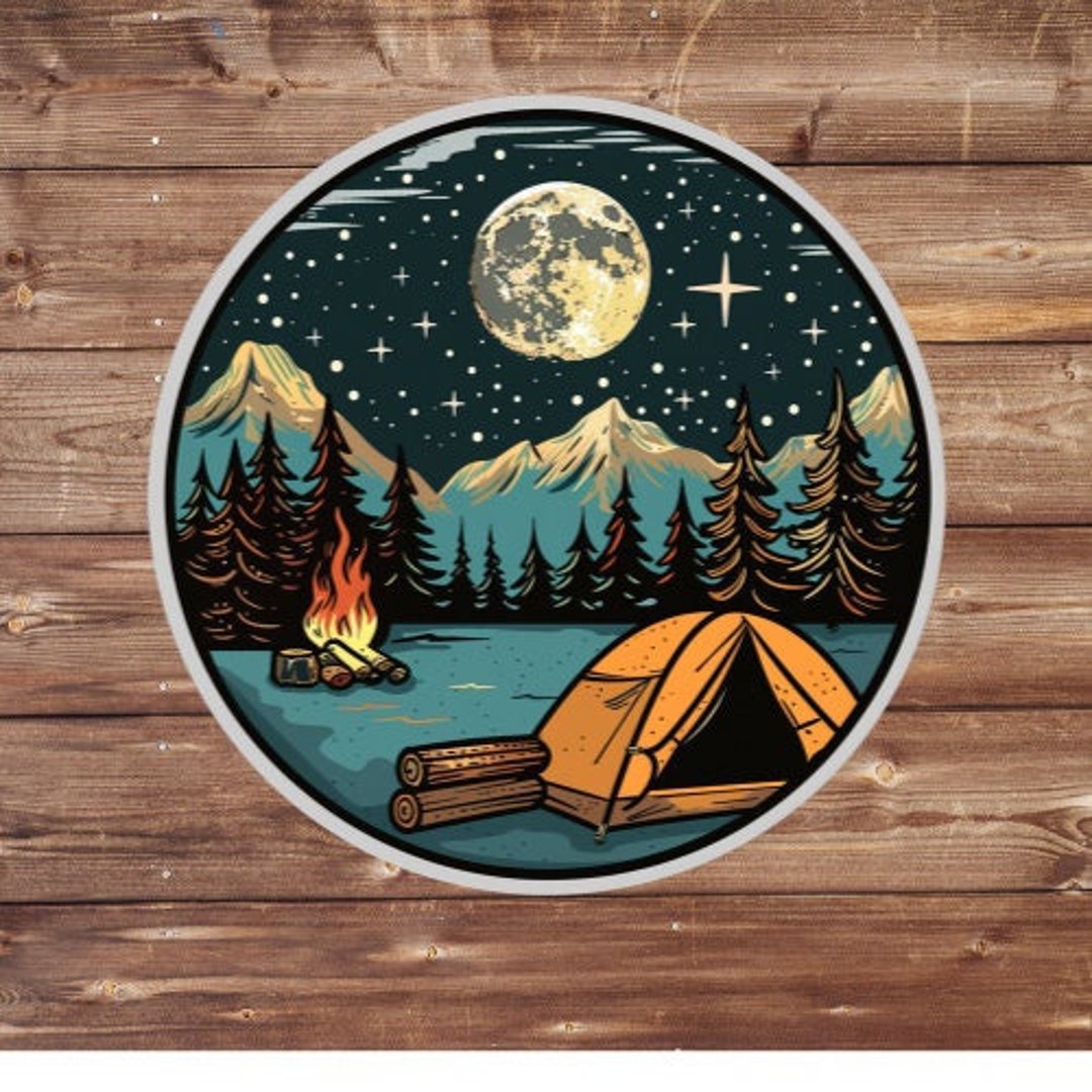 Camping Under the Stars Stickers, Outdoors Sticker, Laptop Sticker ...