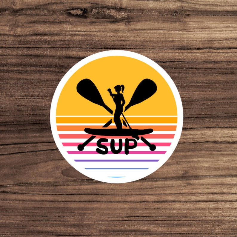 Stand up Paddle Board Girl Sticker, SUP Sticker, Laptop Sticker, Water Bottle Sticker, Notebook ...