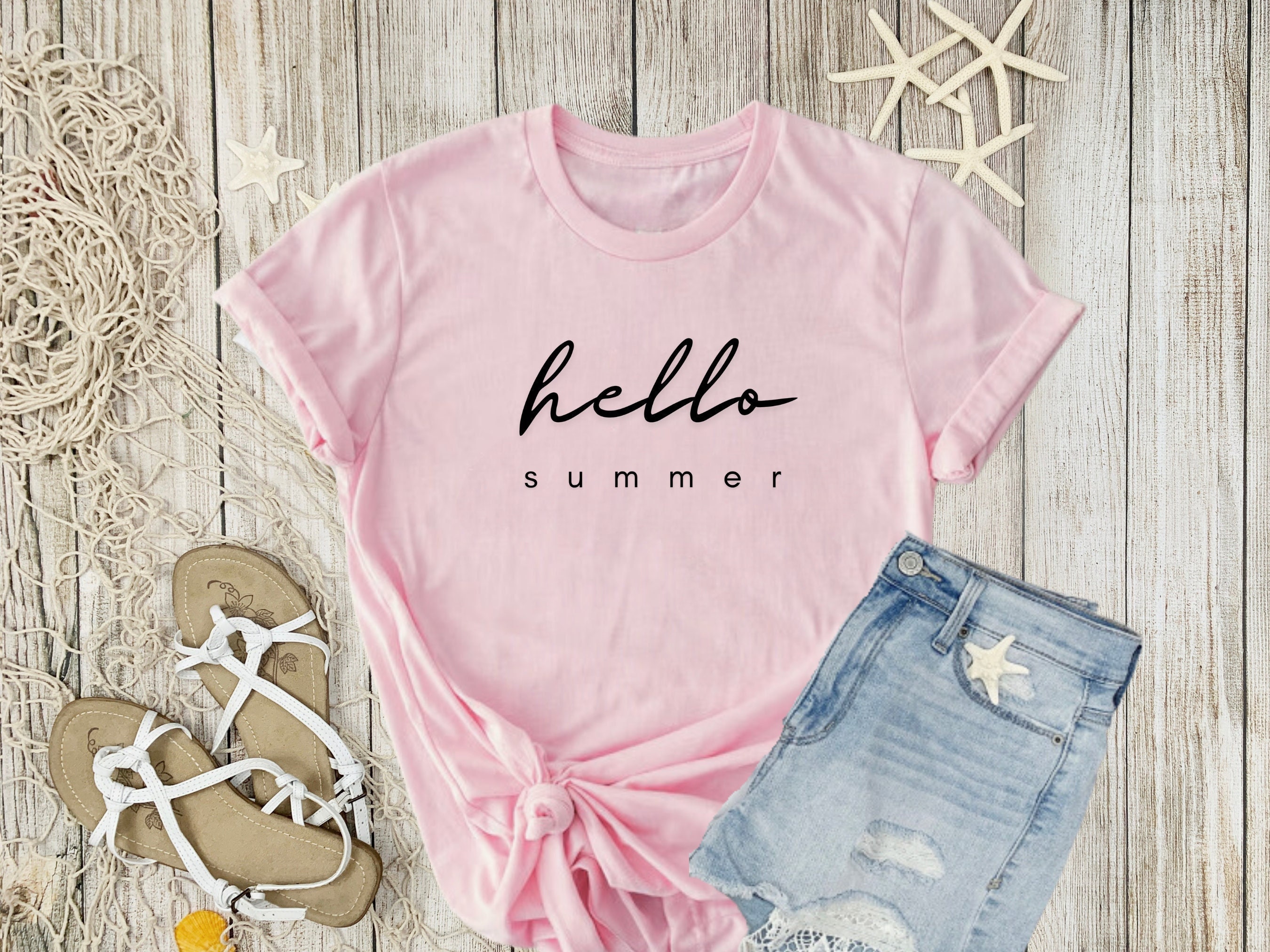 Retro Hello Summer Shirt Cute Summer Beach Shirt, Sunny Vacation Vibes ...