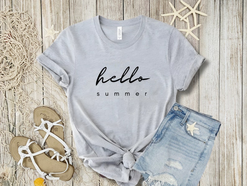Retro Hello Summer Shirt Cute Summer Beach Shirt, Sunny Vacation Vibes ...