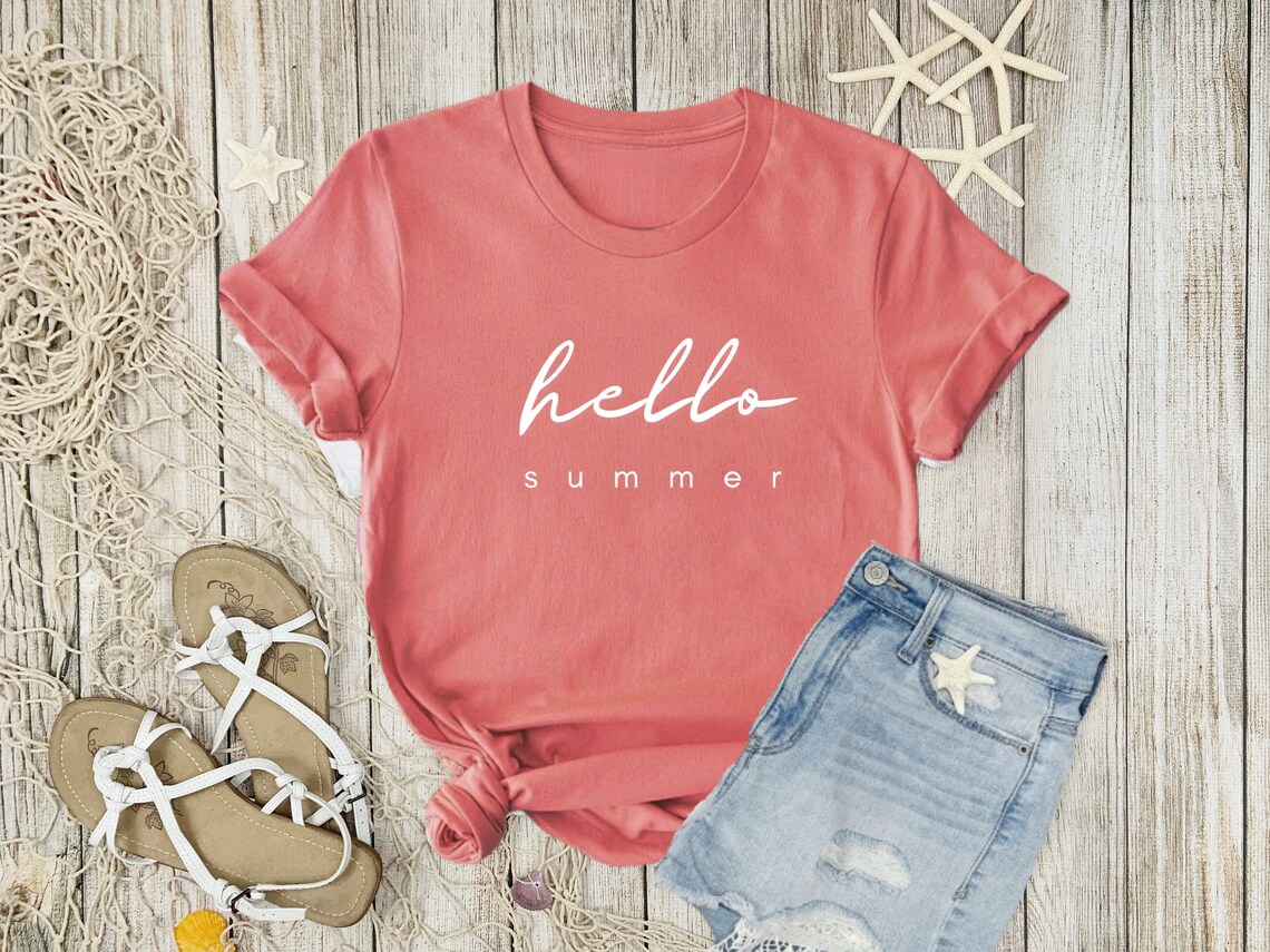 Retro Hello Summer Shirt Cute Summer Beach Shirt, Sunny Vacation Vibes ...