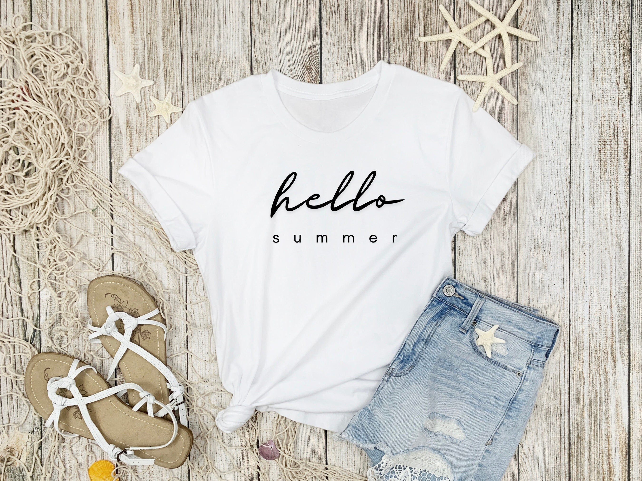 Retro Hello Summer Shirt Cute Summer Beach Shirt, Sunny Vacation Vibes ...