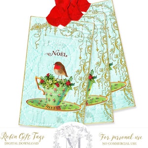 Robin Christmas Gift Tags Printable Holiday Tags Digital - Etsy