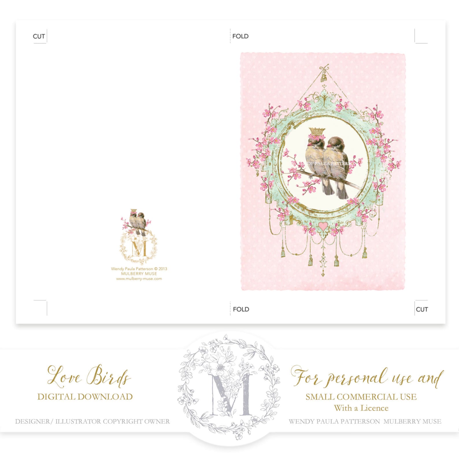 Love Birds Valentine Card Printable Love Card Digital | Etsy