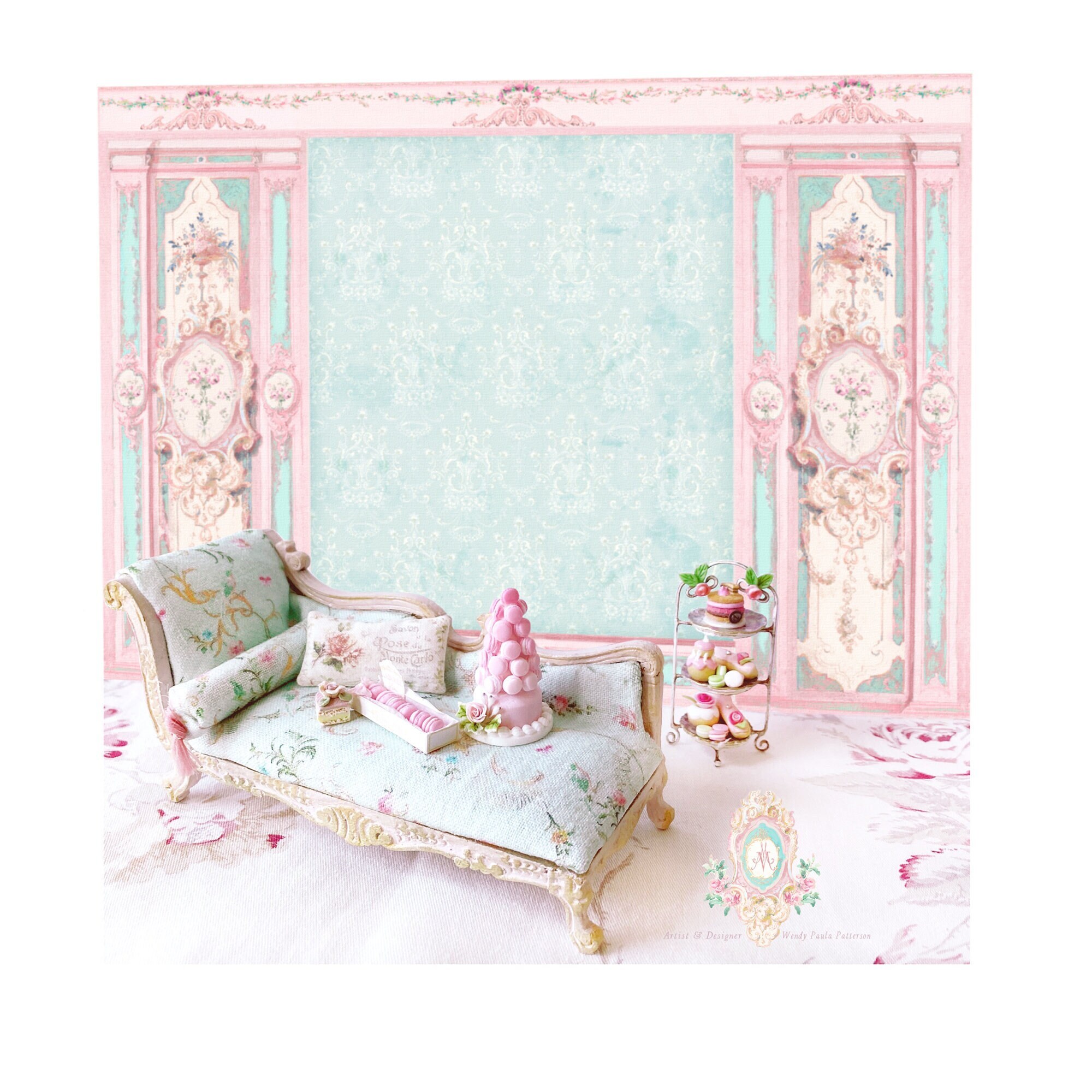 Dollhouse Miniature Damask Wall Panel, Wallpaper, Digital Download - Etsy