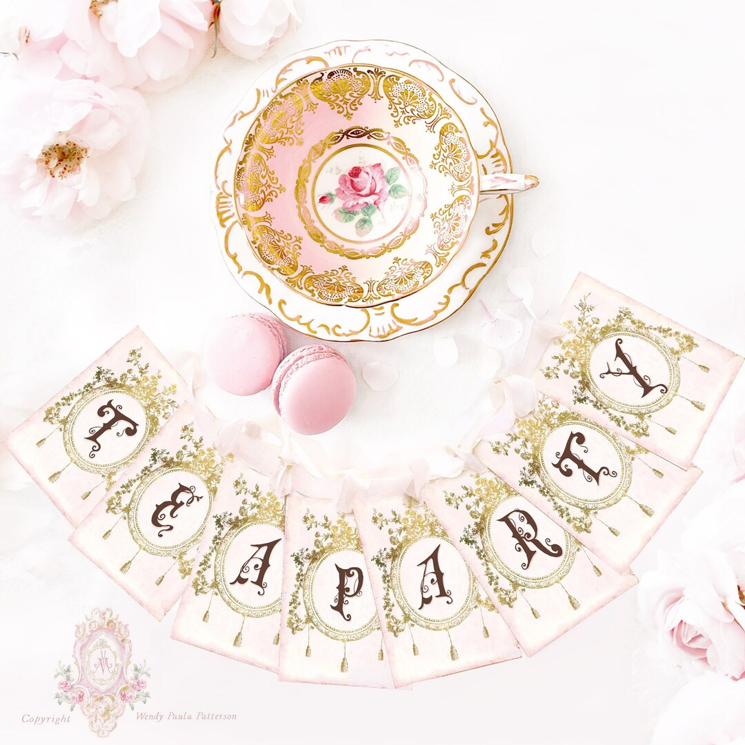 Tea Party Bunting Printable, Party Decoration, Baby Shower, Bridal ...