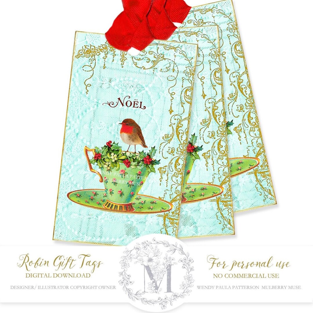 Robin Christmas Gift Tags, Printable, Holiday Tags, Digital Download - Etsy