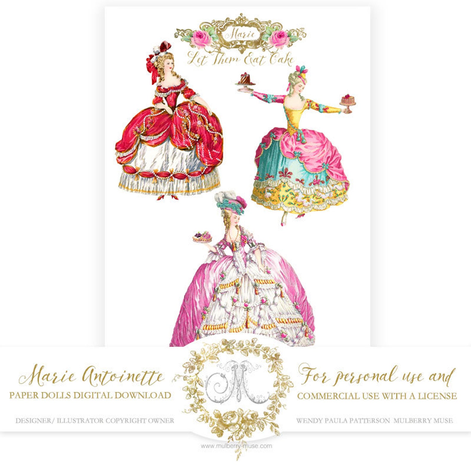 Marie Antoinette Paper Doll Printable Digital Download - Etsy Canada