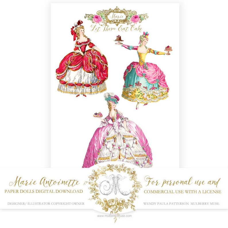 Marie Antoinette Paper Doll Printable Digital Download - Etsy Canada