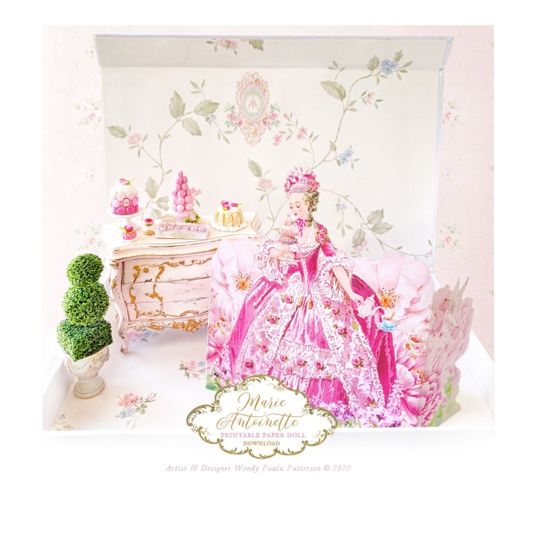 Marie Antoinette Printable Paper Doll Card Rococo Display - Etsy