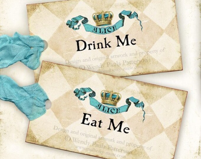 Alice in Wonderland Drink Me Eat Me Gift Tag Set - Etsy