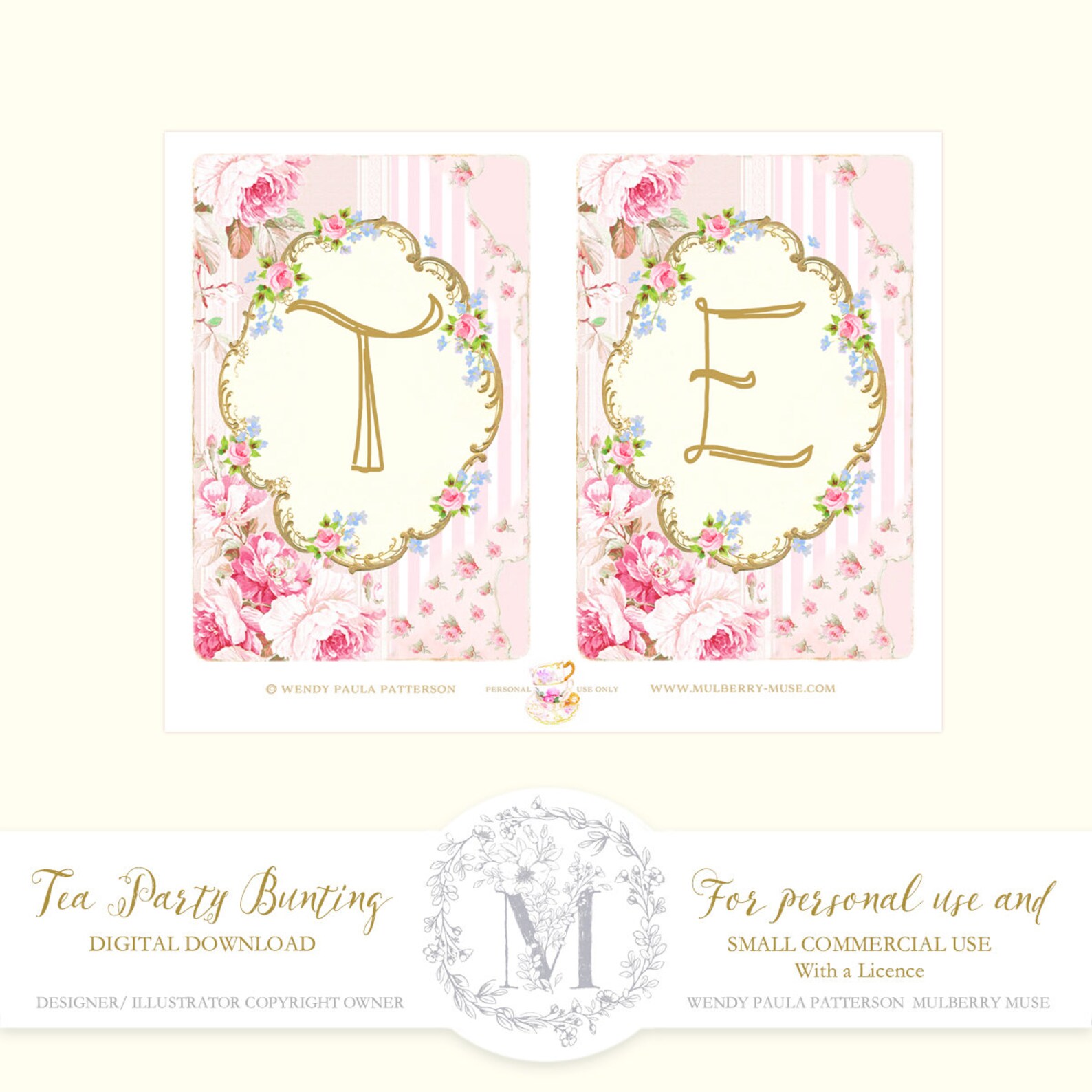 Tea Party Banner Party Bunting Digital TEA PARTY Wedding - Etsy