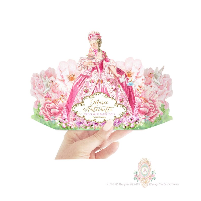 Marie Antoinette Printable Paper Doll Card Rococo Display - Etsy