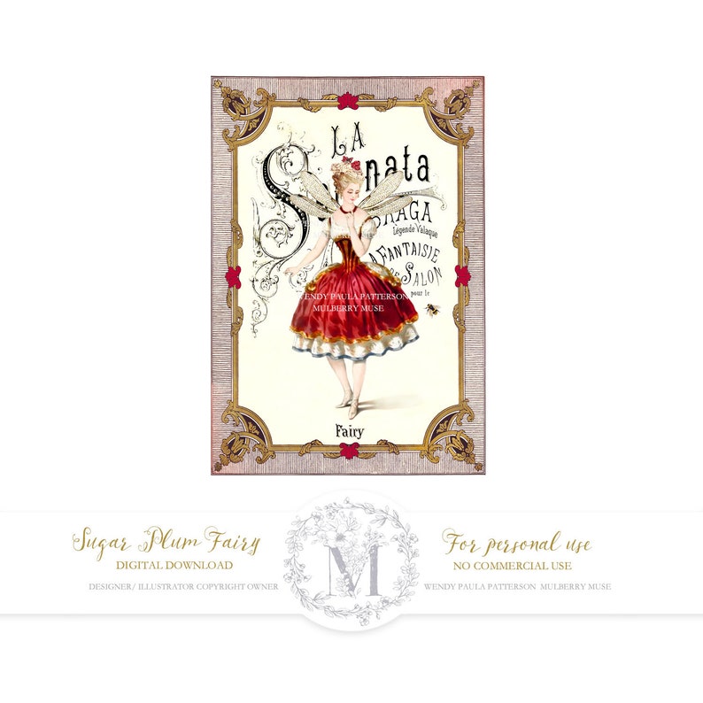 Printable Christmas Card Sugar Plum Fairy Printable Holiday | Etsy