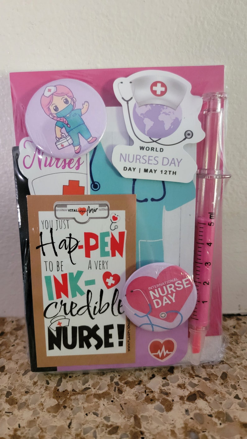 Nurses Week Gift Set Pin and Notebook Stationary Set Healthcare Staff ...