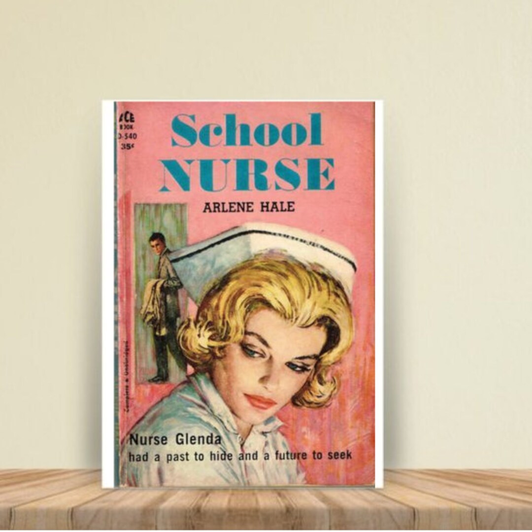 School Nurse Pulp Cover Vintage Retro Print on Flat Canvas 4 X 6 - Etsy ...