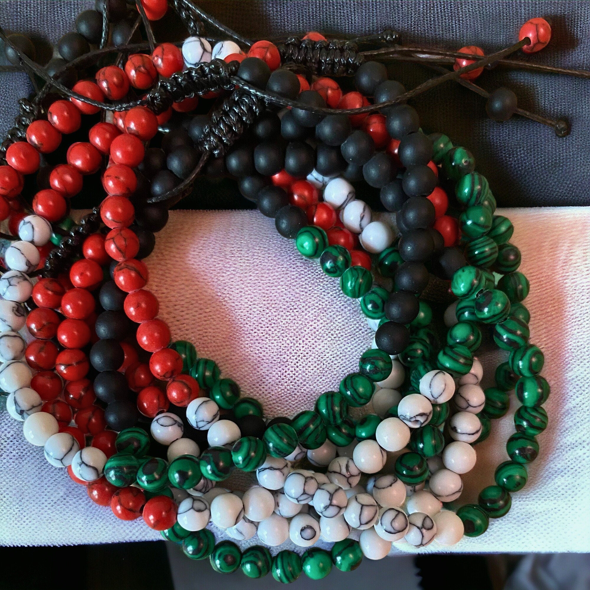 Palestinian Beaded Gemstone Bracelet With Palestine Flag Colours Free ...