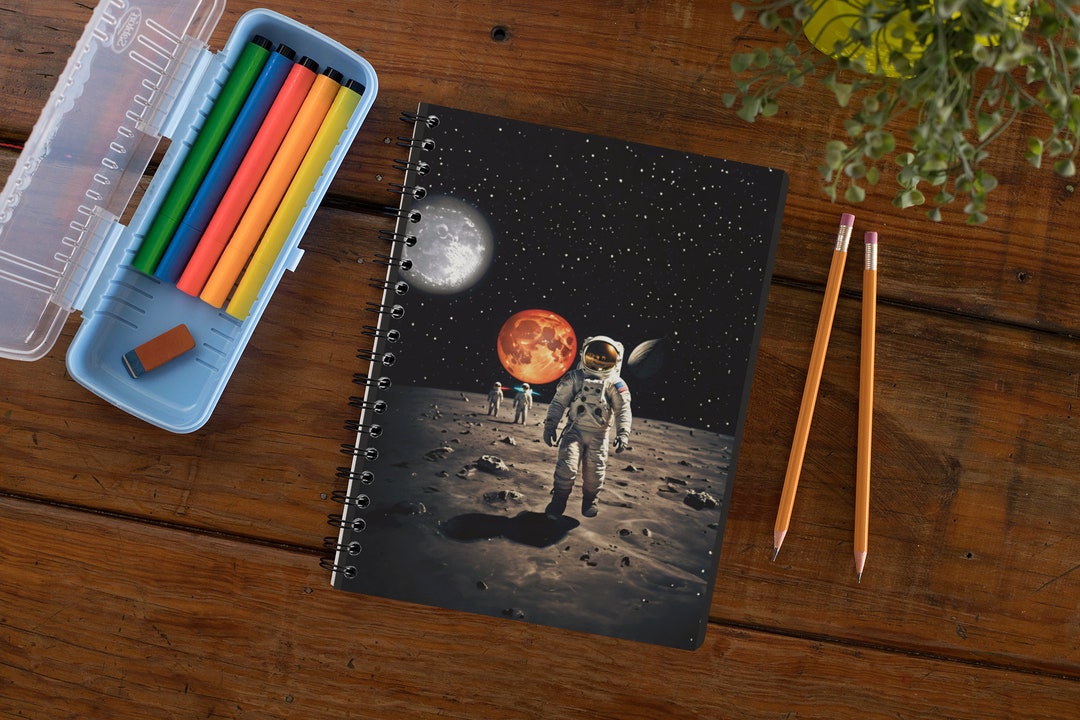 Astronaut Expedition on Moon Spiral Notebook Ruled Line - Etsy