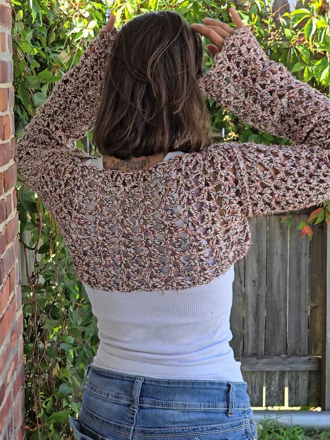 XS/S Sized Handmade Crochet Shrug Bolero Cotton-poly Blend Earthy Brown ...